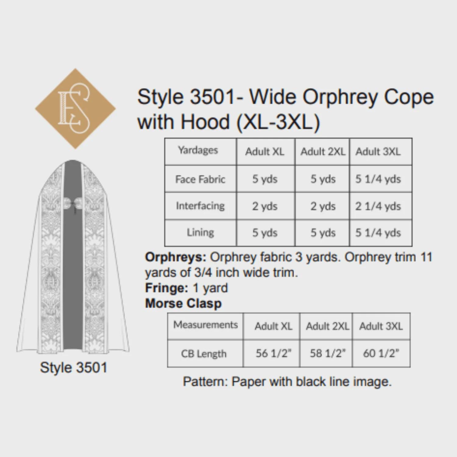 Style 3500 and 3501 Wide Orphrey Cope With Hood | Cope Vestment Sewing ...