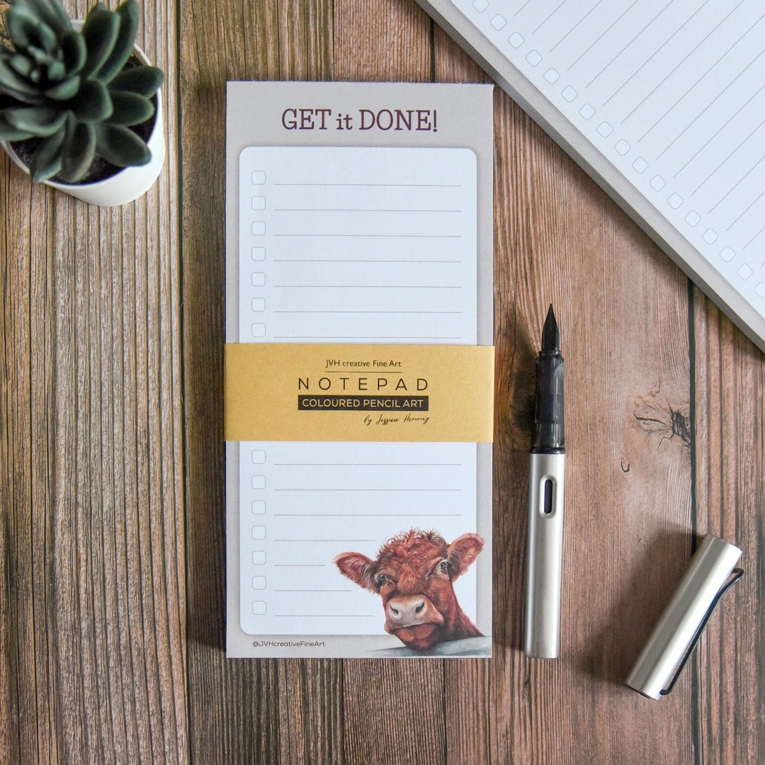 Cow Notepad – Slim To-do List – 50 Tear off Sheets – Farm Animal Art - Etsy