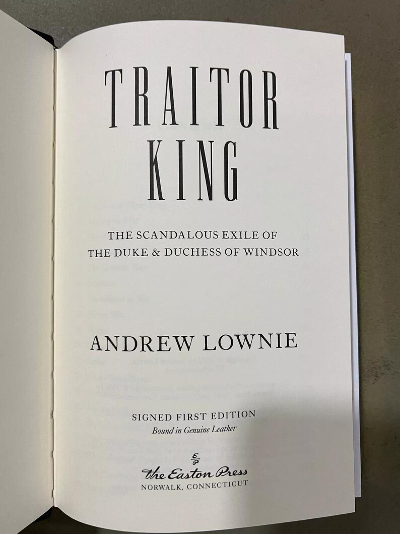 Easton Press Traitor King by Andrew Lownie SIGNED 1st Ed W/ COA - Etsy