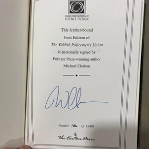 Easton Press Yiddish Policemen's Union - Chabon SIGNED Sci-fi 1st Ed W ...