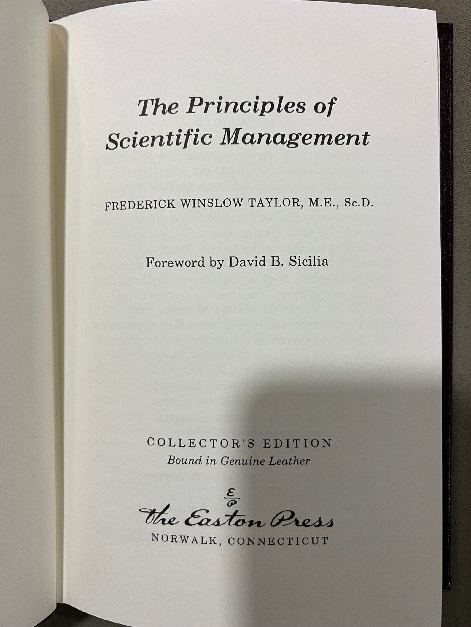 Easton Press Principles of Scientific Management - Taylor Book Changed ...
