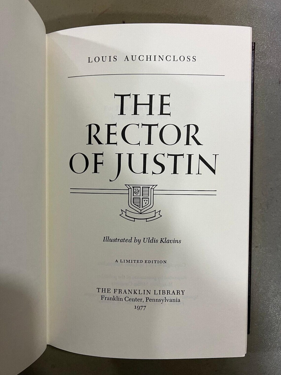 Franklin Library Rector of Justin by Louis Auchincloss SIGNED Limited ...