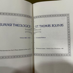 Franklin Library Thomas Aquinas SUMMA THEOLOGICA 2 Vol Western World - Etsy