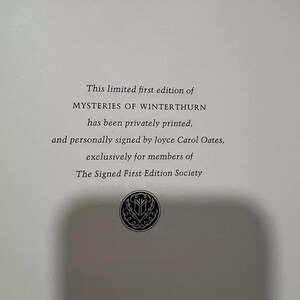Franklin Library Mysteries of Winterthurn - Joyce Carol Oates SIGNED ...