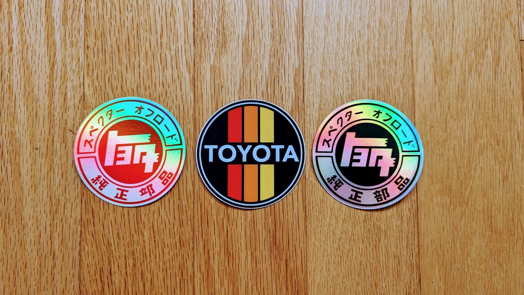 Retro Vintage Toyota Stickers 3 Inch Round Overland Decals Holographic ...