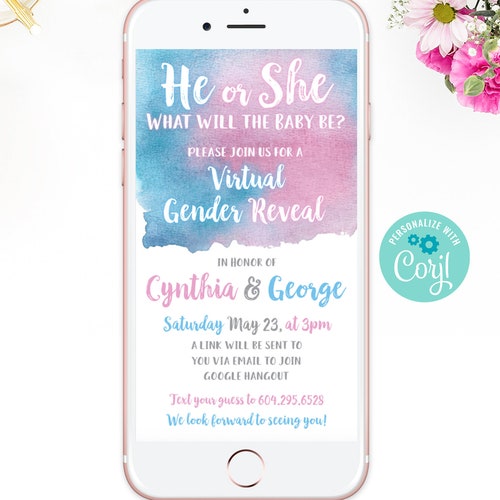 Gender Reveal Invitation Flamingo Gender Reveal He or She - Etsy