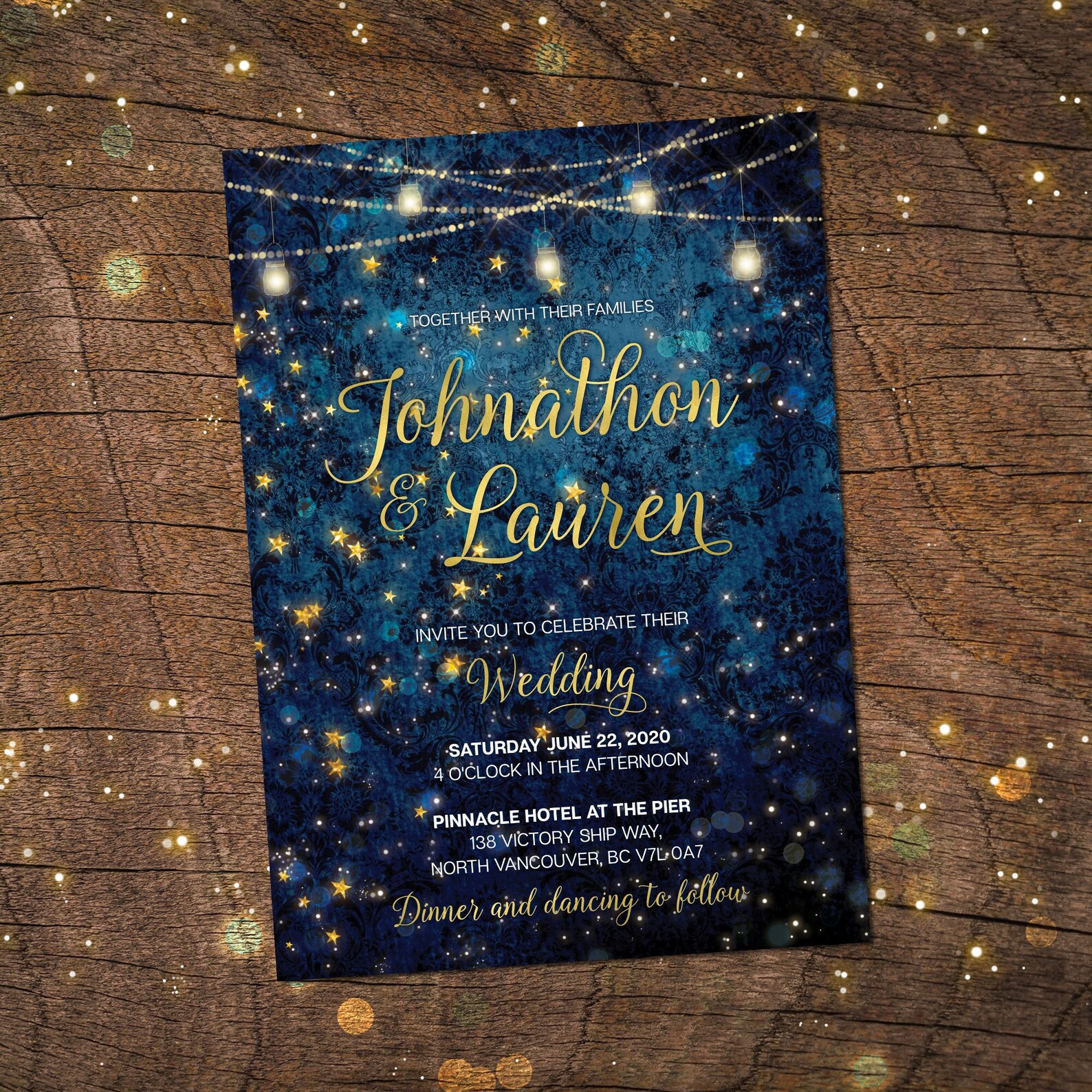 Starry Night Wedding String Lights Wedding Invitation - Etsy