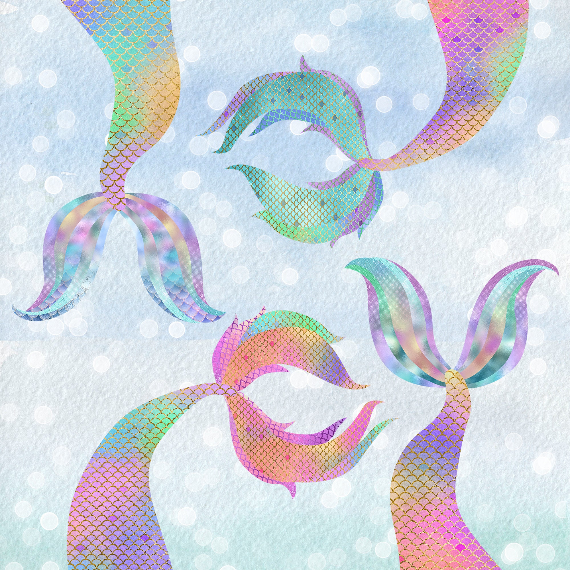 Rainbow Mermaid Tail Clip art Mermaid Scales Mermaid | Etsy