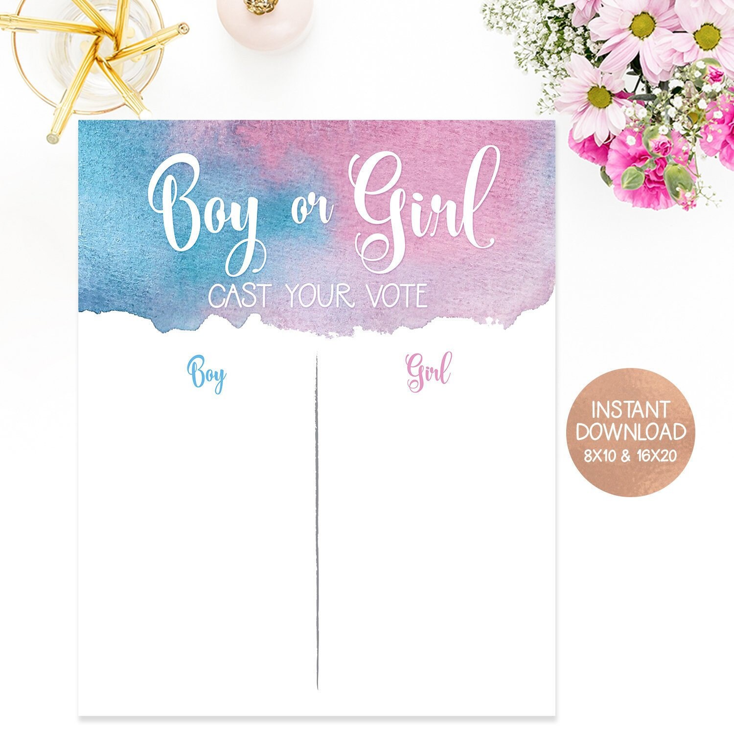 Gender Voting Gender Reveal Poster Boy or Girl Vote Blue or | Etsy Canada