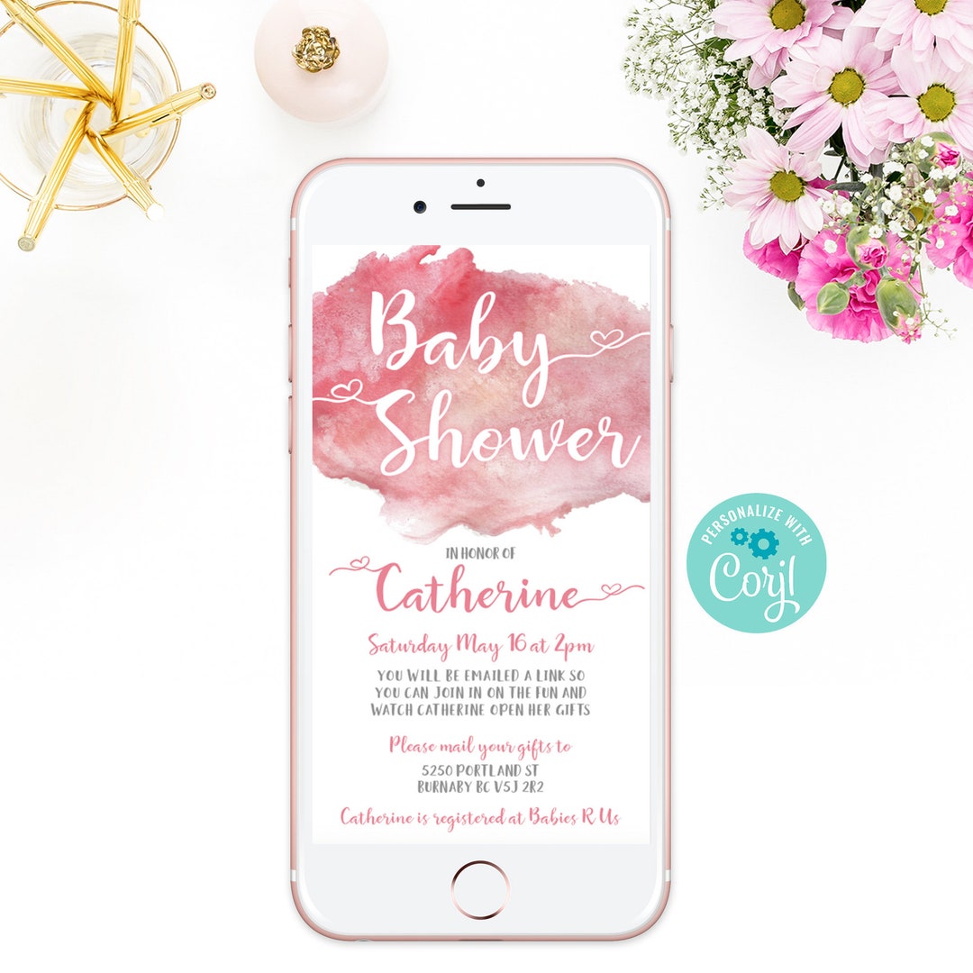 E Invite Baby Shower, Virtual Baby Shower Invite, Online Baby Shower ...