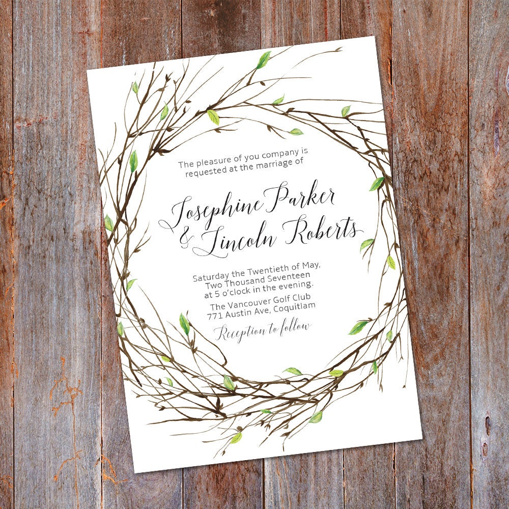 Woodsy Wedding Invitation Greenery Wedding Invite Green - Etsy