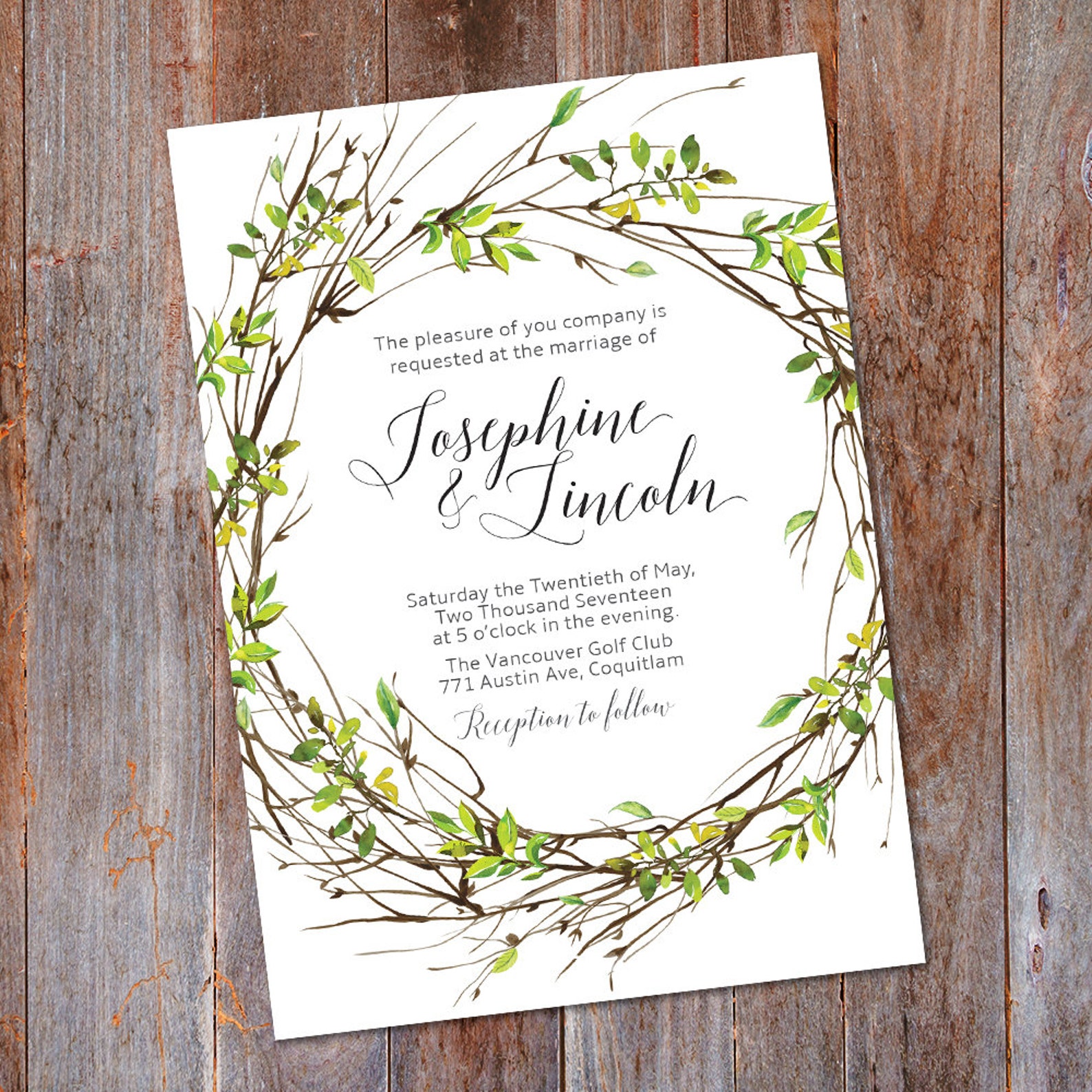 Woodsy Wedding Invitation Greenery Wedding Invite Green - Etsy