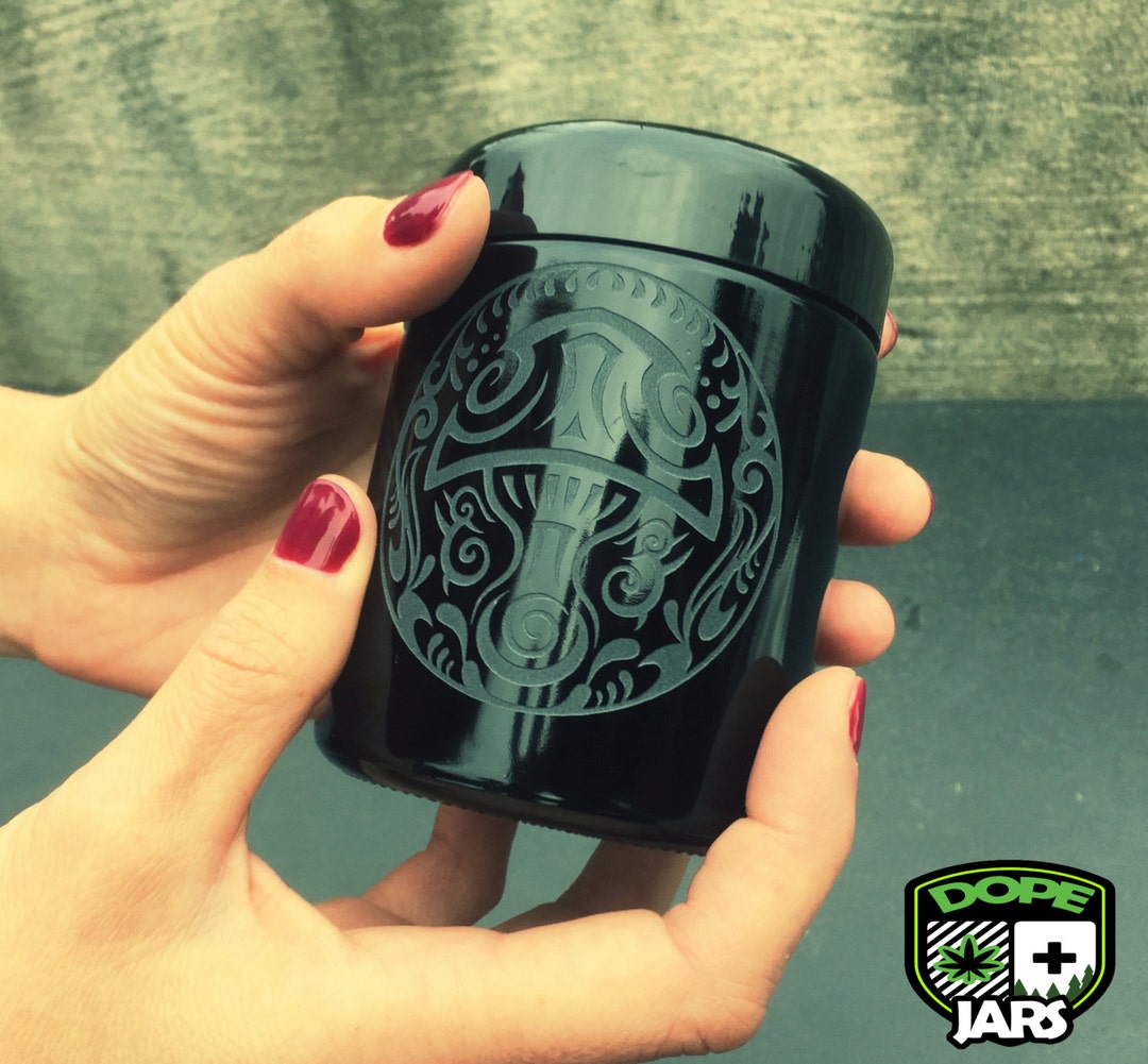 Dope Jars 250ml Herb Storage, Stash Jar With Dope Designs Deep Etched ...