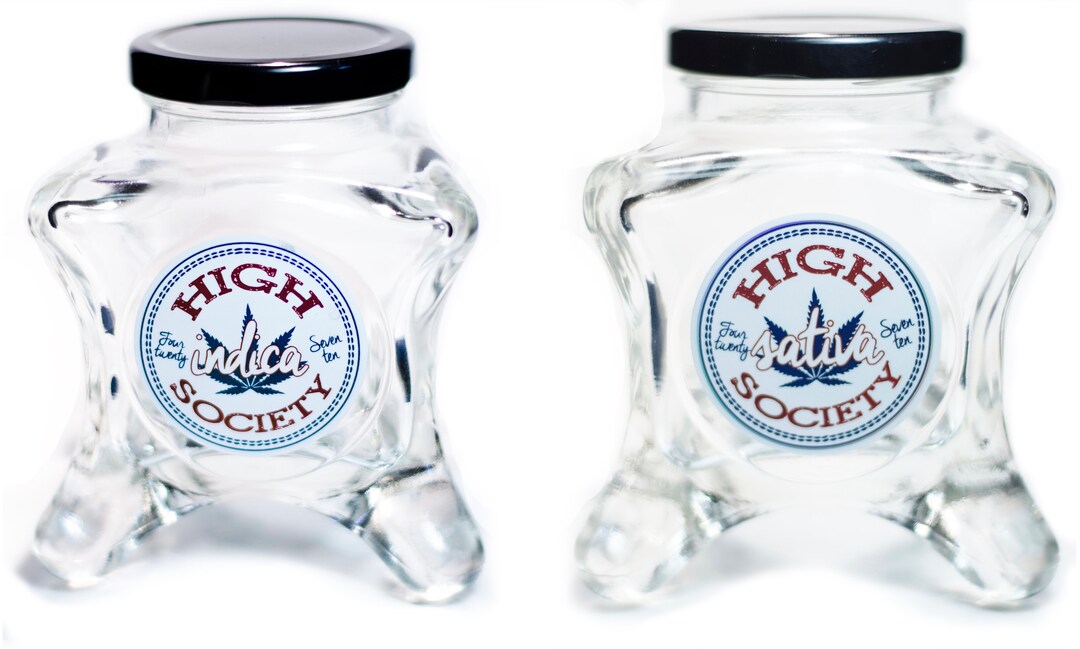 Dope Jars - 2 Pack Footed Glass Herb Storage, Stash Jar, Fits About an ...