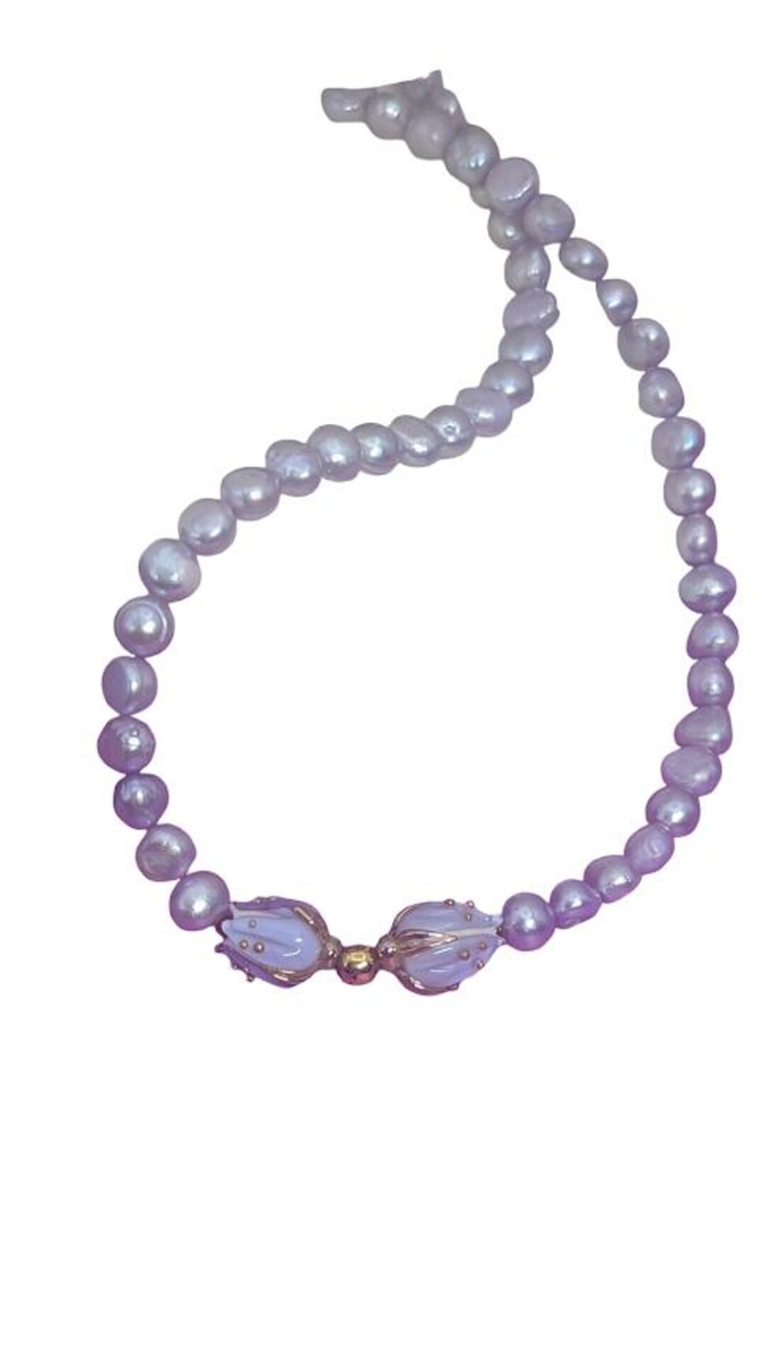 Violet Freshwater Pearl Choker With Floral Centerpiece. - Etsy