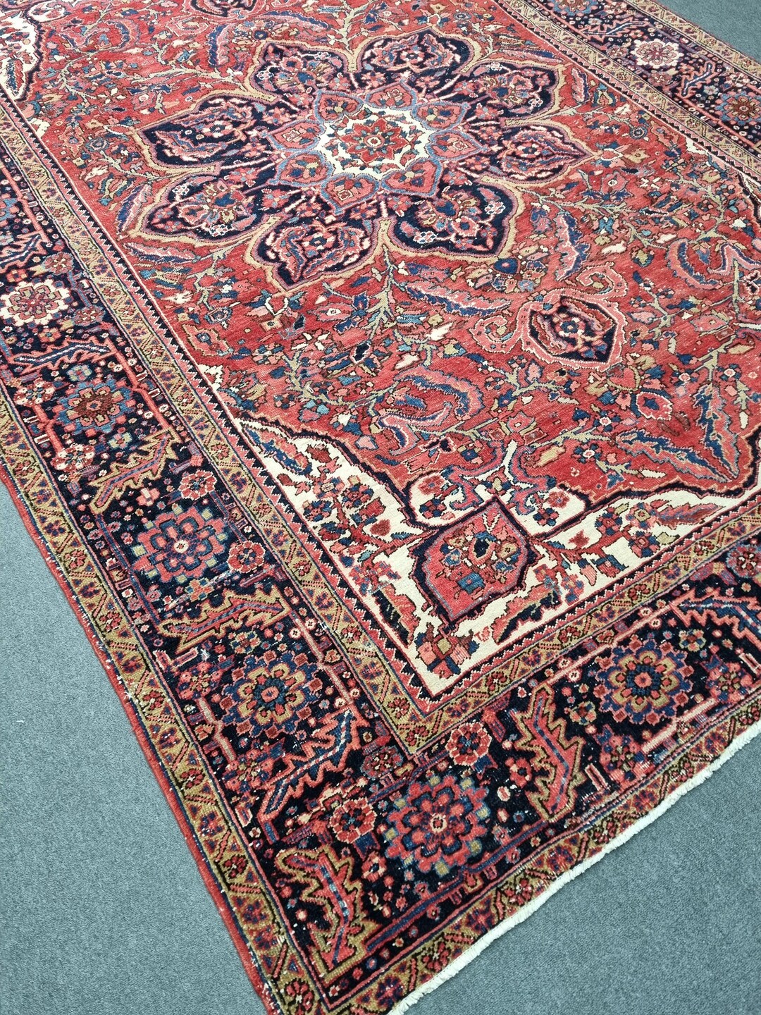 7'11x11'4'' Antique Heriz Carpet, 8x11 Persian Carpet, 8x11 Old Persian ...