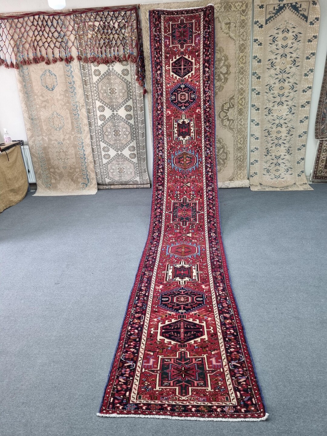 Antique 3x16 Heriz Runner(2.10x16.4 Ft)persian Hallway Skinny Runner ...
