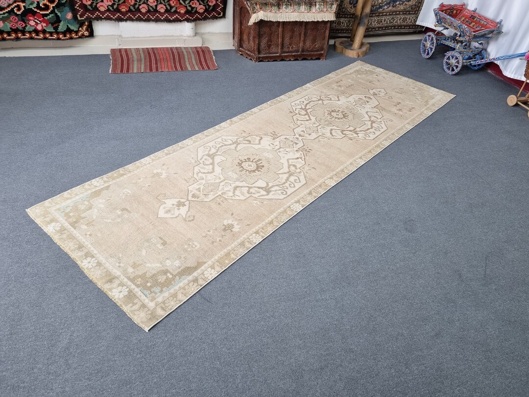 Antique 3.6x11.3 Ft Runner Rug,3x11 Neutral Runner,4x11 Hallway Runner ...