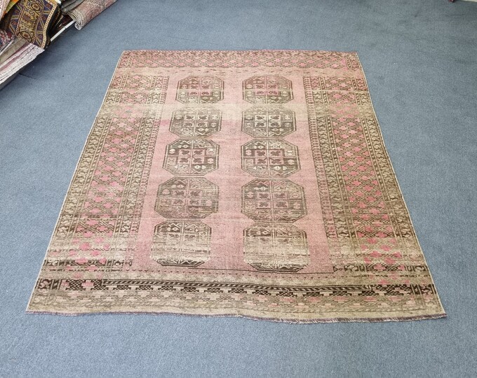 Antique 6x7 Persian Carpet,6x7 Square Pink Color Persian Rug,7.3 X 6.5 ...