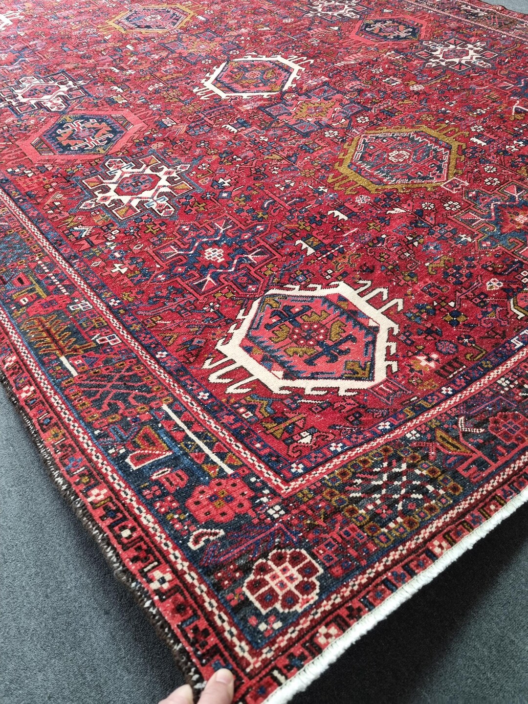 8'7'' X 11'3'' Antique Heriz Rug, 9x11 Persian Karajah Rug, 9x11 Area ...