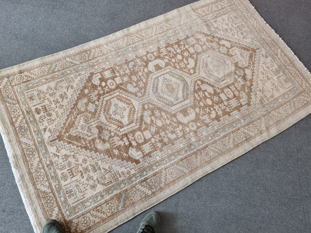 Antique 4x7 Neutral Color Persian Rug,4.2x7.3 Ft Farmhouse Decor ...