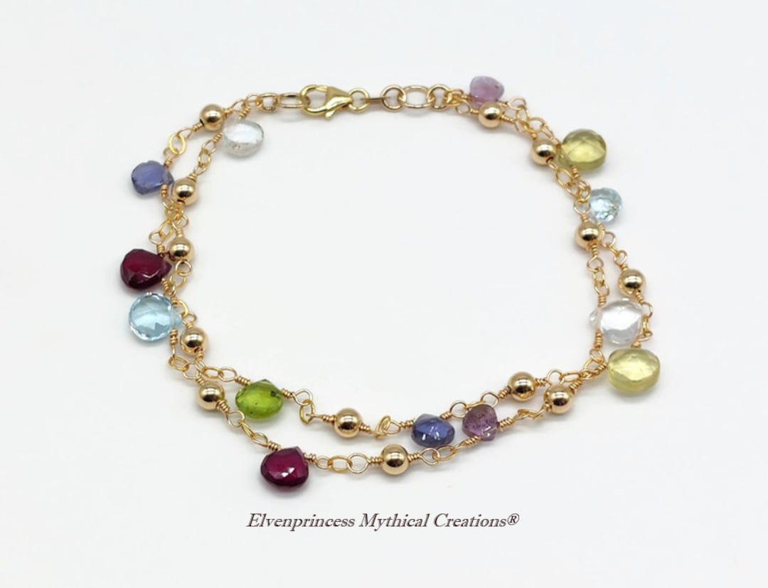 Semi Precious Gemstone Bracelet /gold Bracelet /gold Jewellery /multi ...