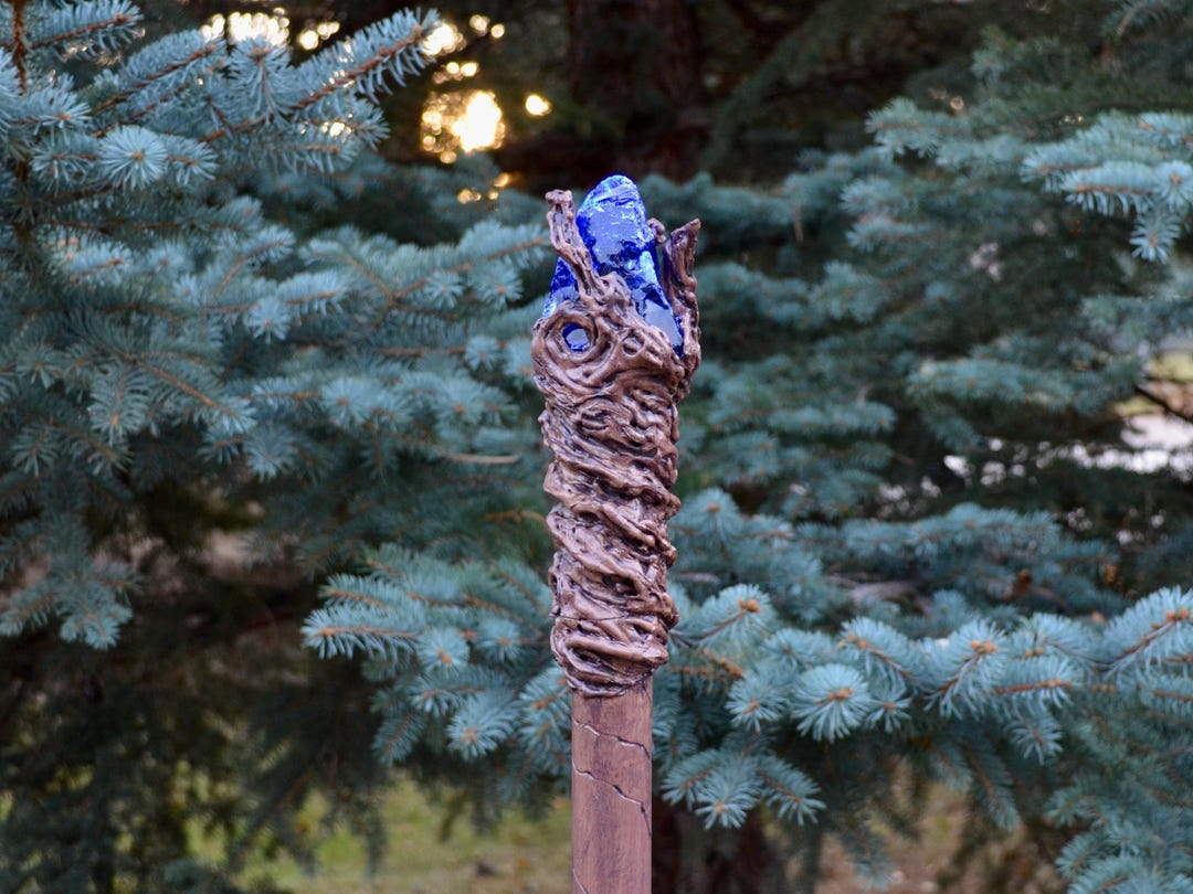 63 1/4" Light up Blue Glass Wizard Staff / Wizard Staff Stave / Walking ...