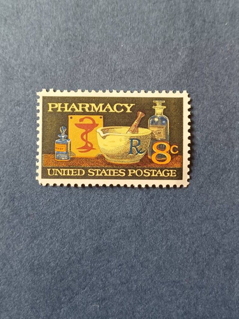 Pharmacy Stamp - US Mint - Issued 1972 - Face Value 8cents - Etsy