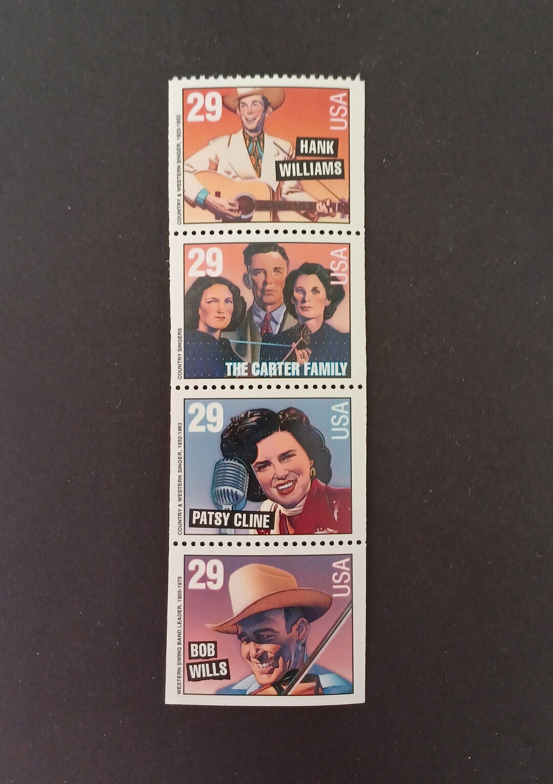 Hank Williams, Patsy Cline, Carter Gamily & Bob Wills on US Postage ...