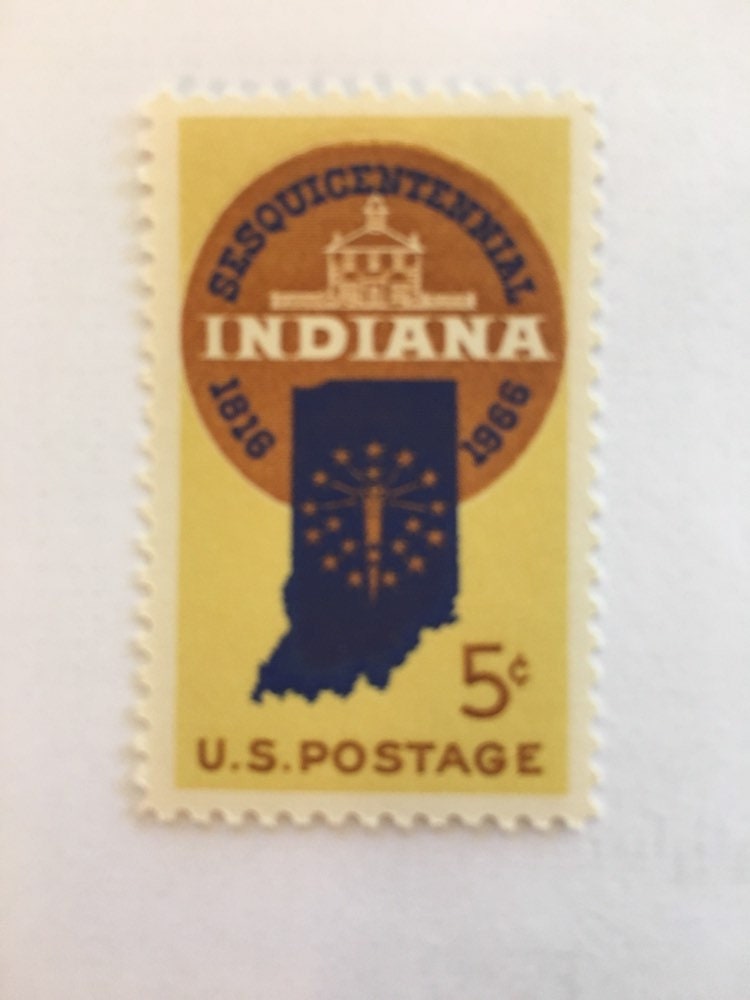 Indiana Postage Stamps (2) -mint Postage - Collector Stamp - Etsy