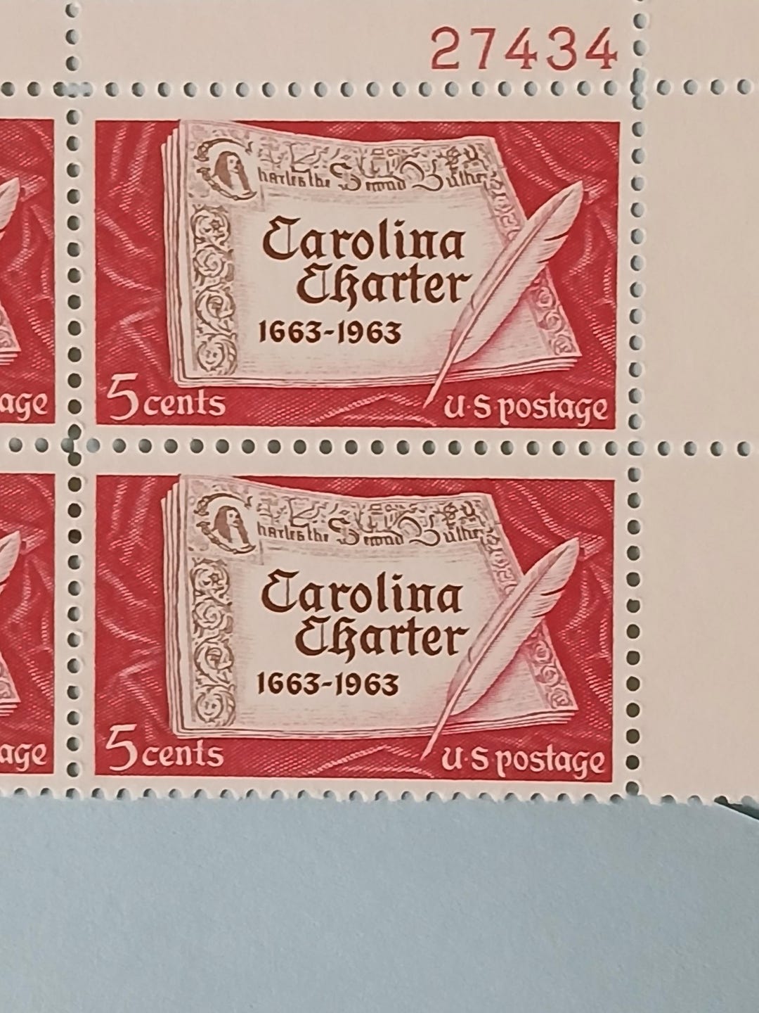 Carolina Charter Stamp - US Mint Postage - Issued 1963 - # 1230 - Etsy