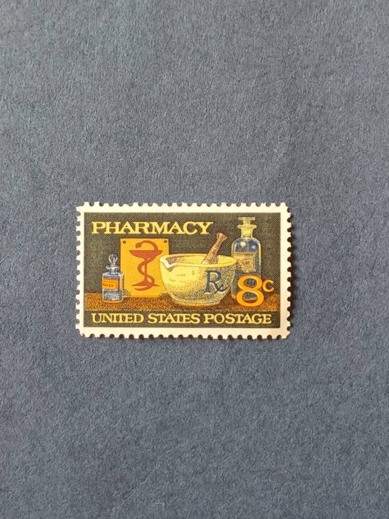 Pharmacy Stamp - US Mint - Issued 1972 - Face Value 8cents - Etsy