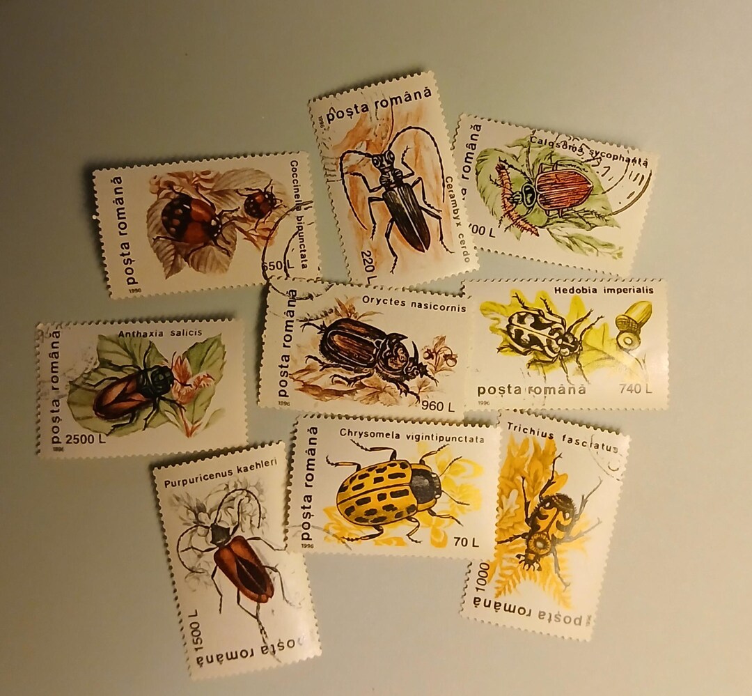 Insects on Stamps - Bugs in Nature - Creepy Crawlers - Romanian Postage ...