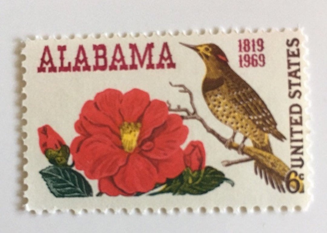 Sweet Alabama Postage Stamp -vintage Era- Northern Flicker, Red ...