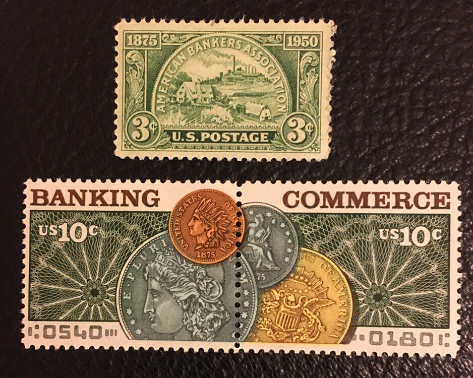 Banking on US Postage Stamps - Money/ Coins on Stamps - Etsy