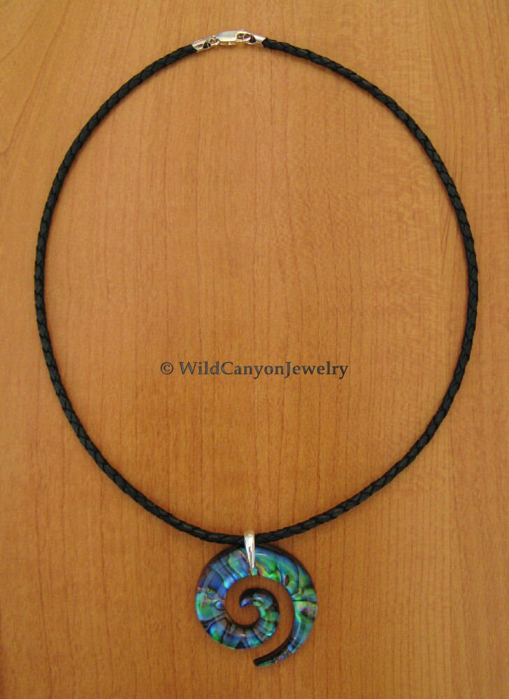 Paua Shell Koru Spiral Necklace - Etsy