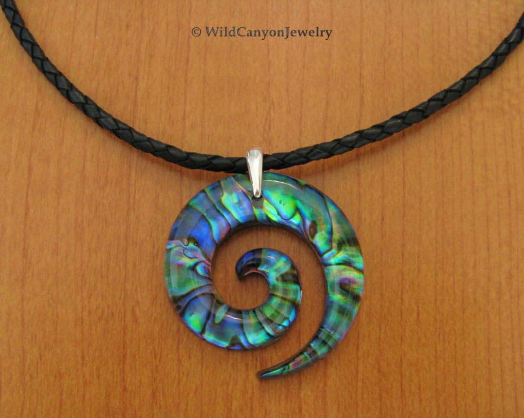 Paua Shell Koru Spiral Necklace - Etsy