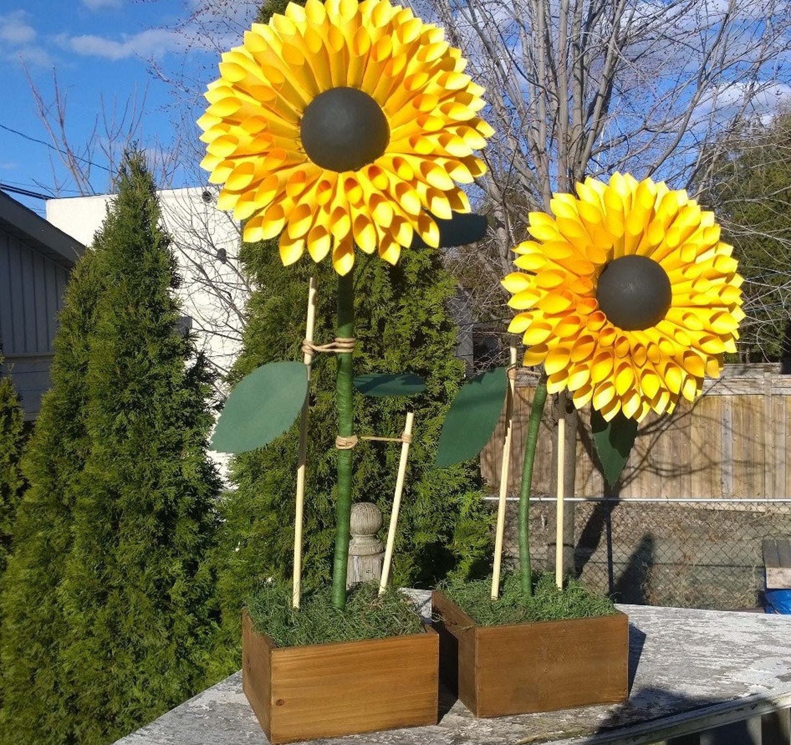 Standing Paper Sunflowers - Paper Flowers With Stem - Stemmed Paper ...