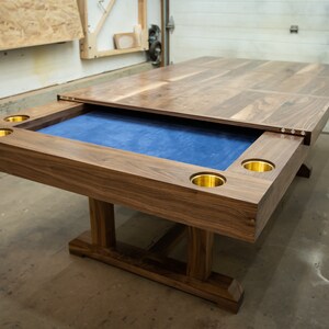 Walnut Board Game / Dining Table, 4x8 With Trestle Base and Four Piece ...
