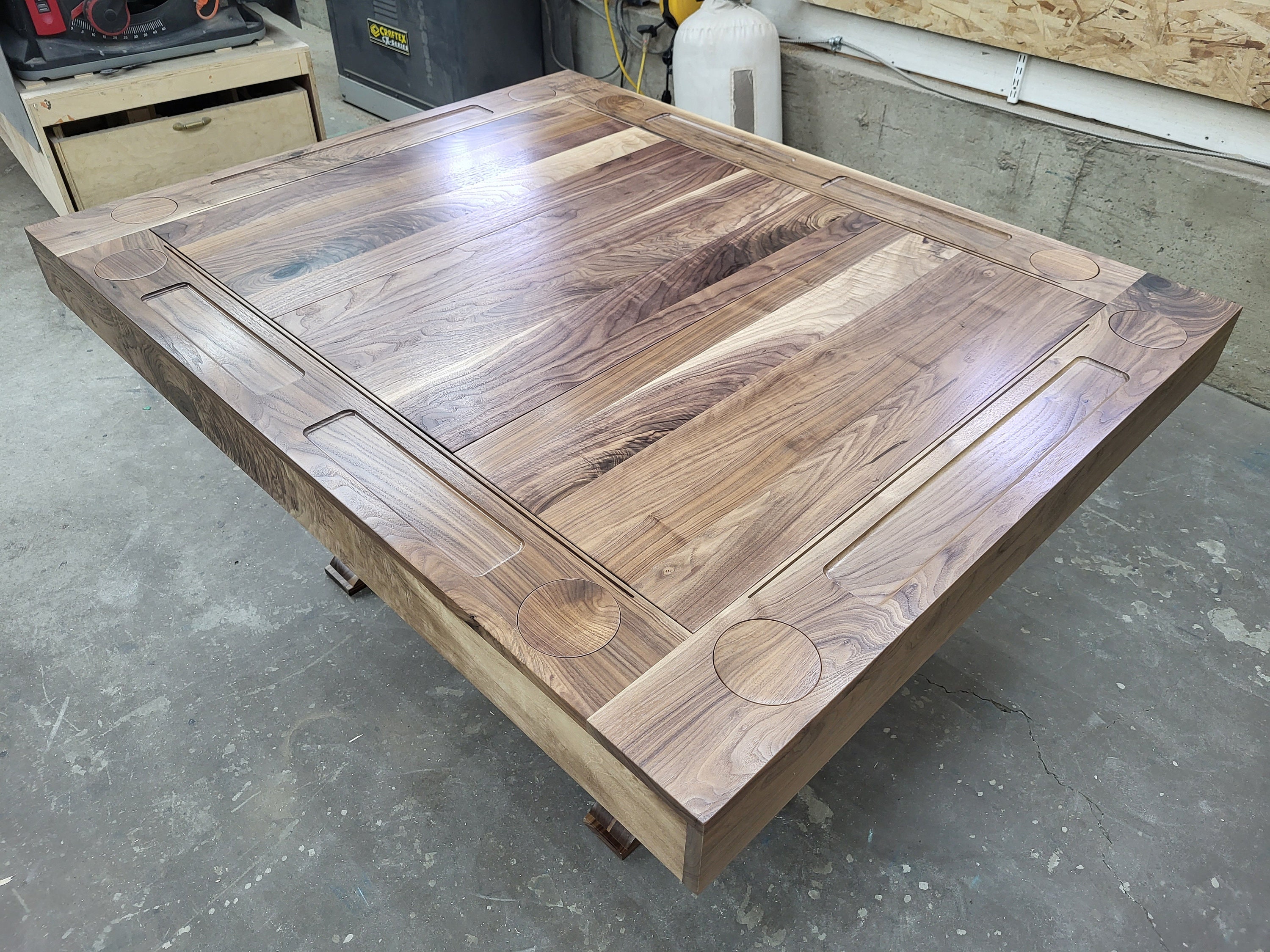 Walnut Board Game Table With Led's, 3-piece Inset Cover, Card Notch ...