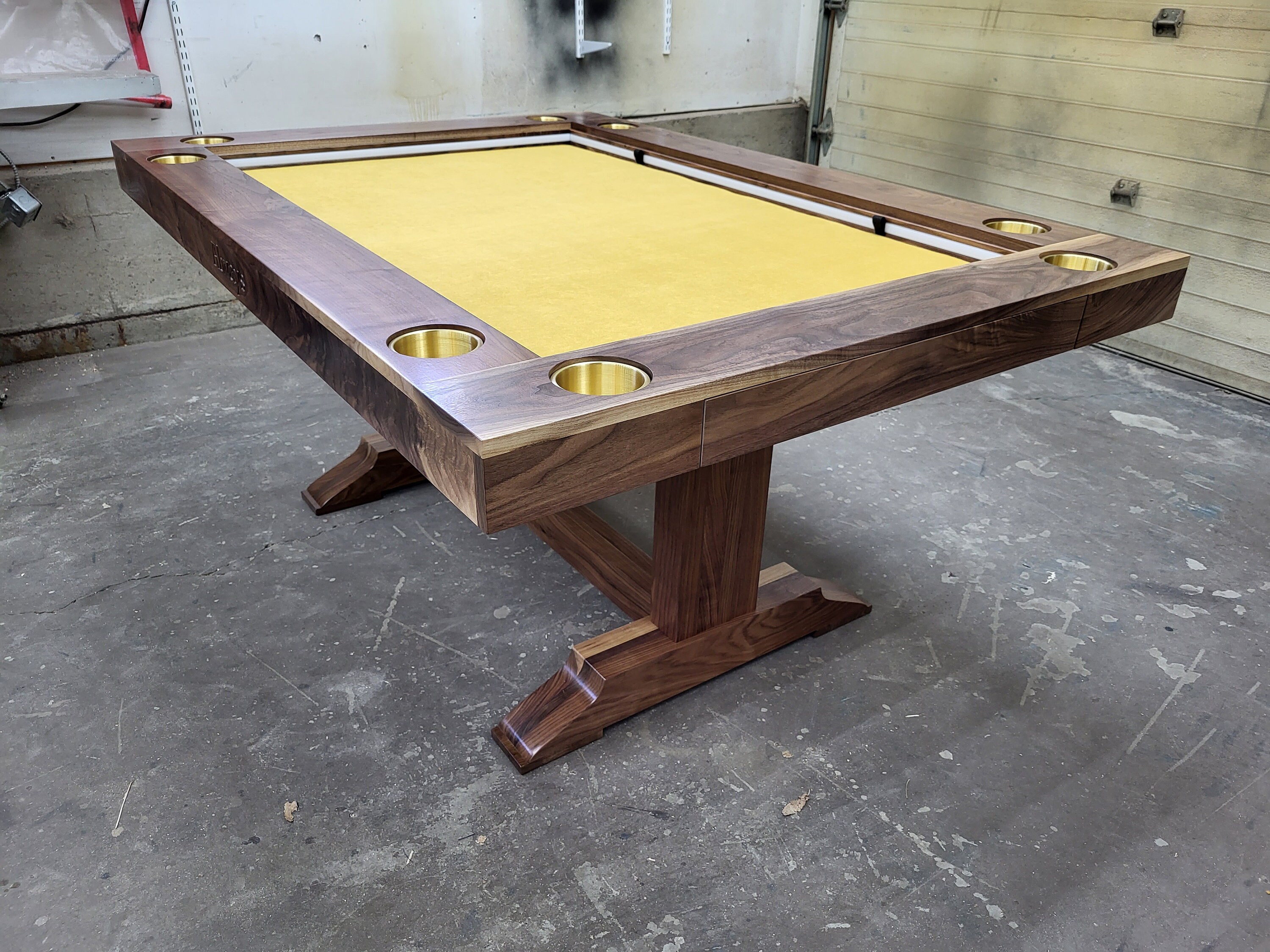 Walnut Board Game Table With Led's & Upholstered Inset Cover - Etsy