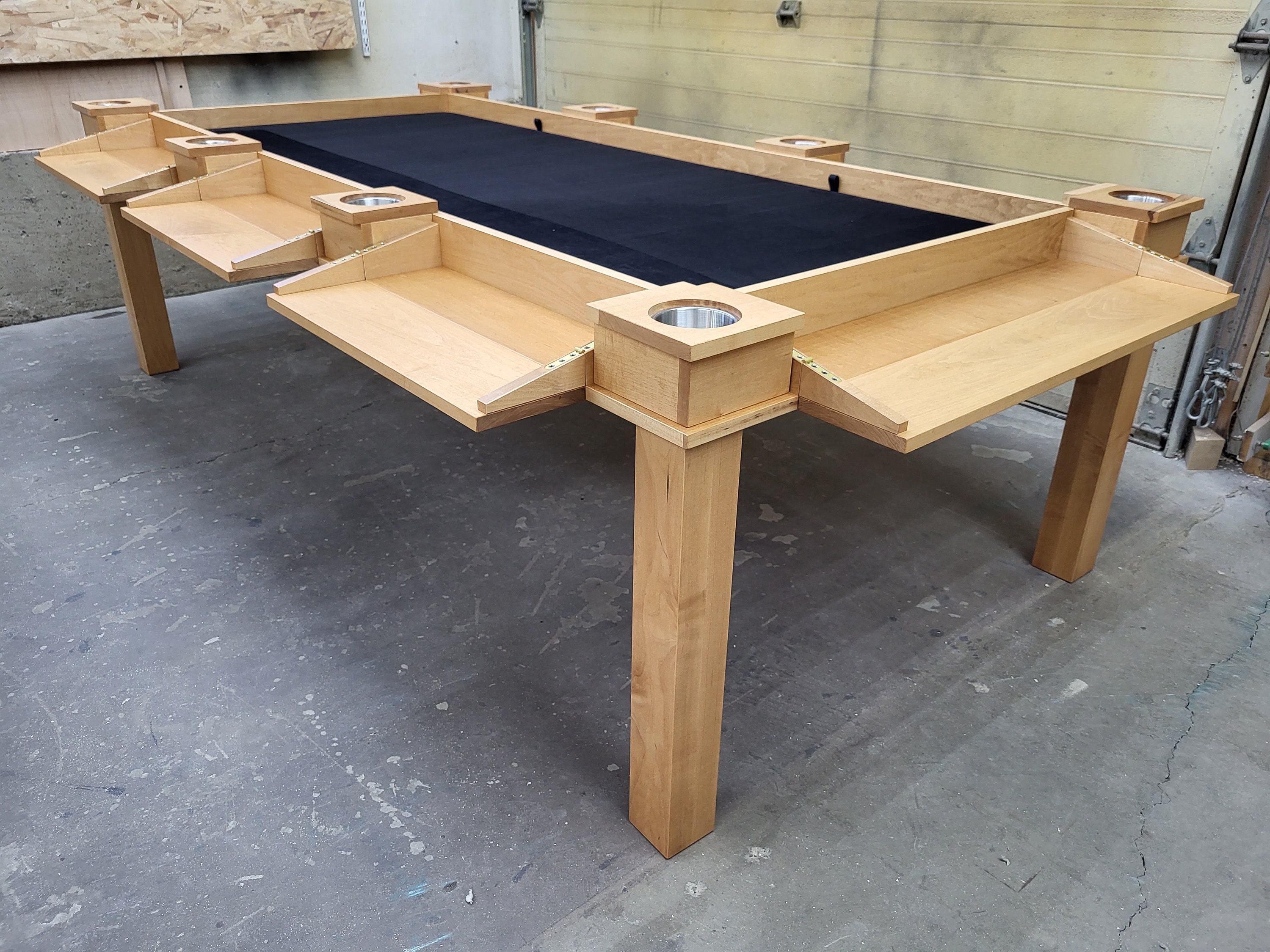 Maple Board Game Table With 8 Player Stations & 3-piece Spill-resistant ...
