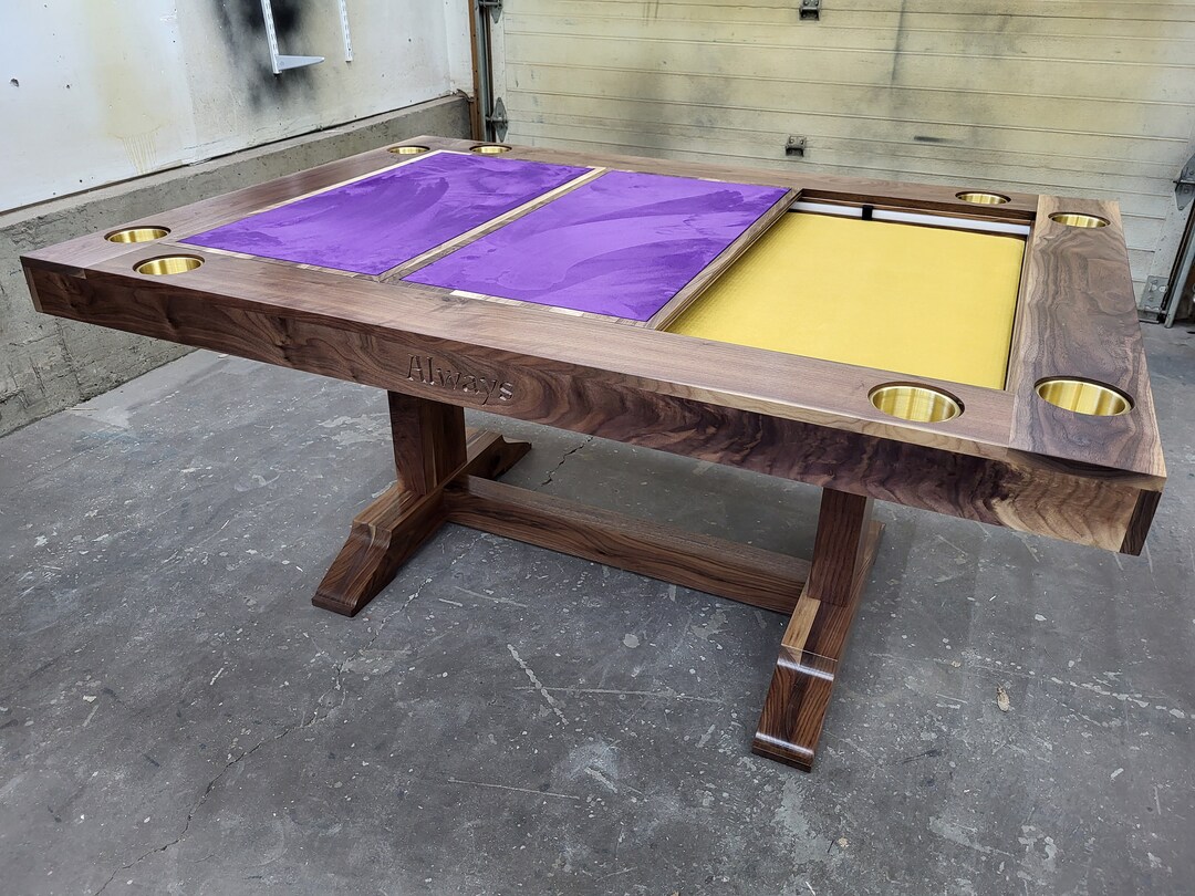 Walnut Board Game Table With Led's & Upholstered Inset Cover - Etsy