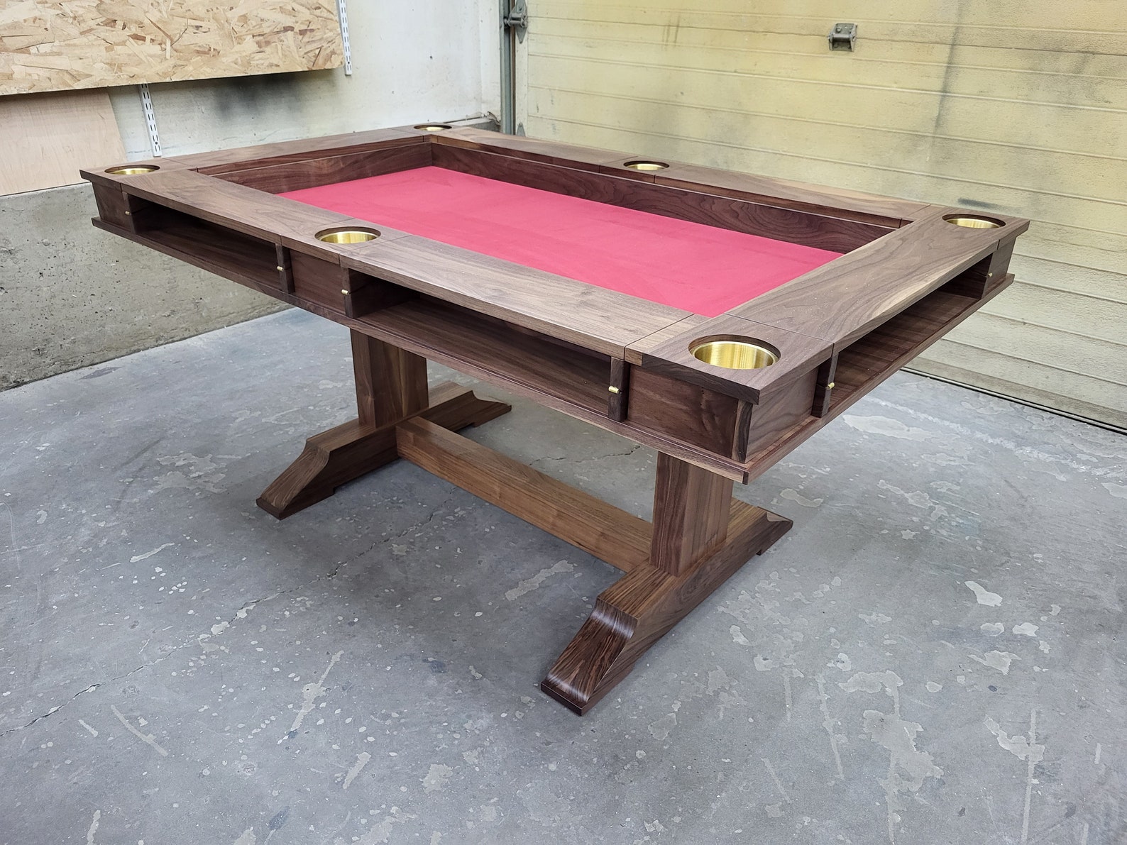Walnut Board Game Table With Player Stations, & 3-piece Spill-resistant ...