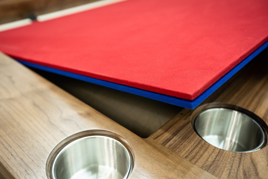 Walnut Board Gaming Table With Cabinet Style Base Drawers For | Etsy