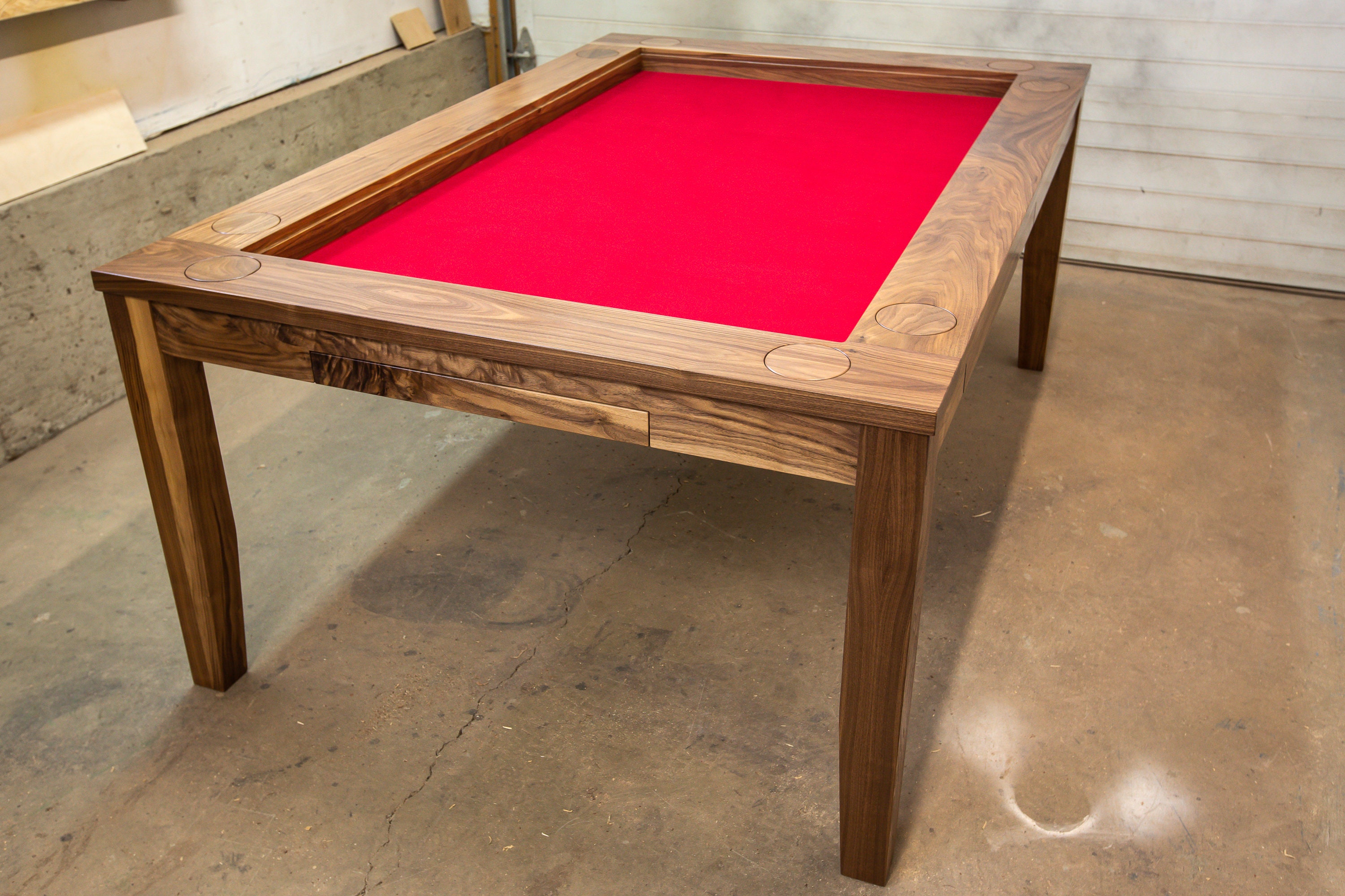 Walnut Board Game Table With Six Felt Lined Drawers | Etsy