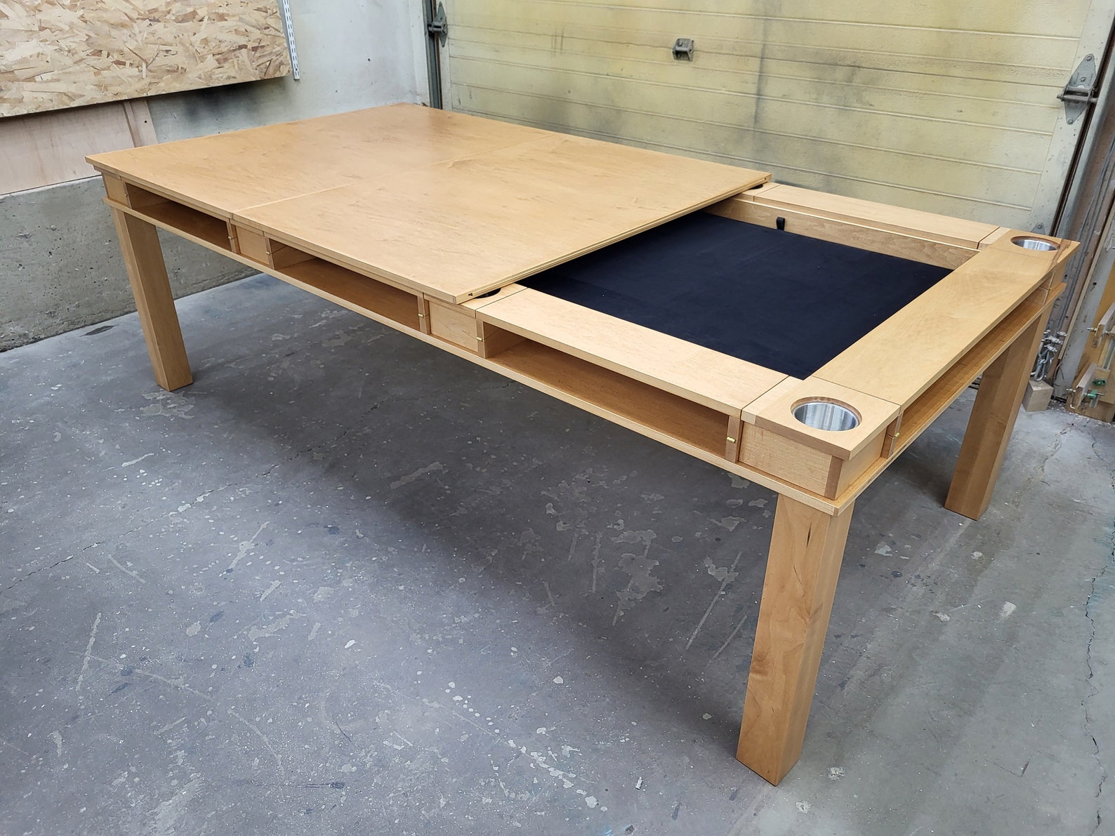 Maple Board Game Table With 8 Player Stations & 3-piece Spill-resistant ...
