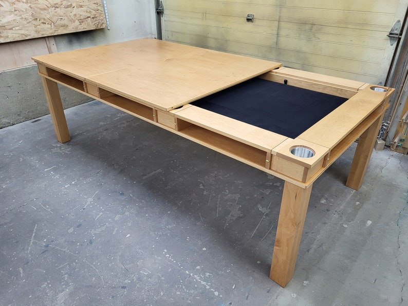 Maple Board Game Table With 8 Player Stations & 3-piece Spill-resistant ...