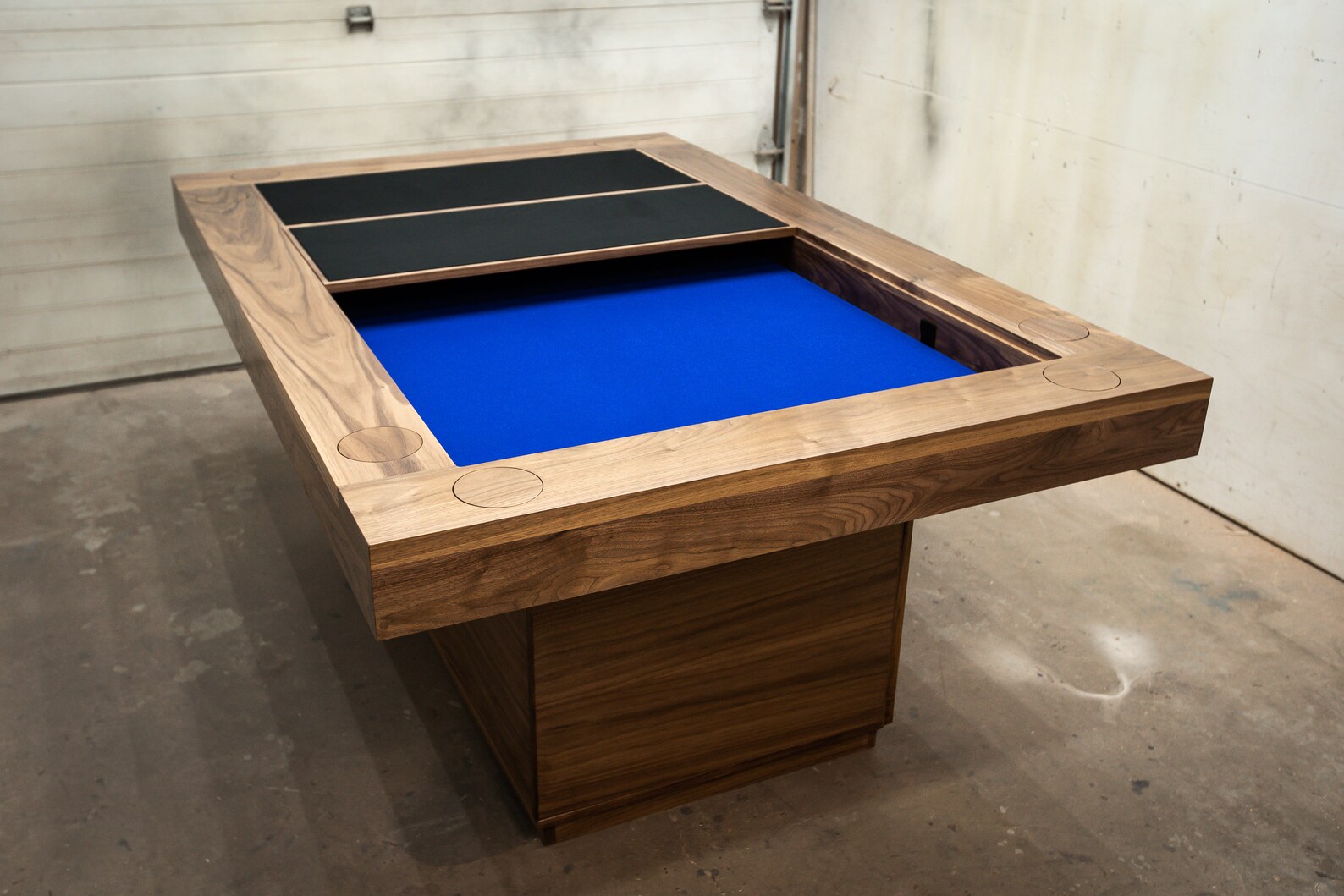 Walnut Board Gaming Table With Cabinet Style Base, Drawers for Storing ...