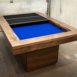 Walnut Board Gaming Table With Cabinet Style Base, Drawers for Storing ...